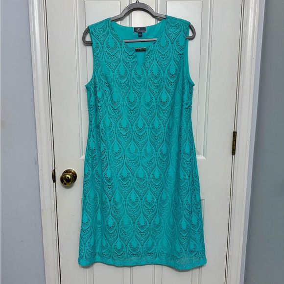 JM Collection | Dresses | Jm Collection Turquoise Lace Midi Dress ...